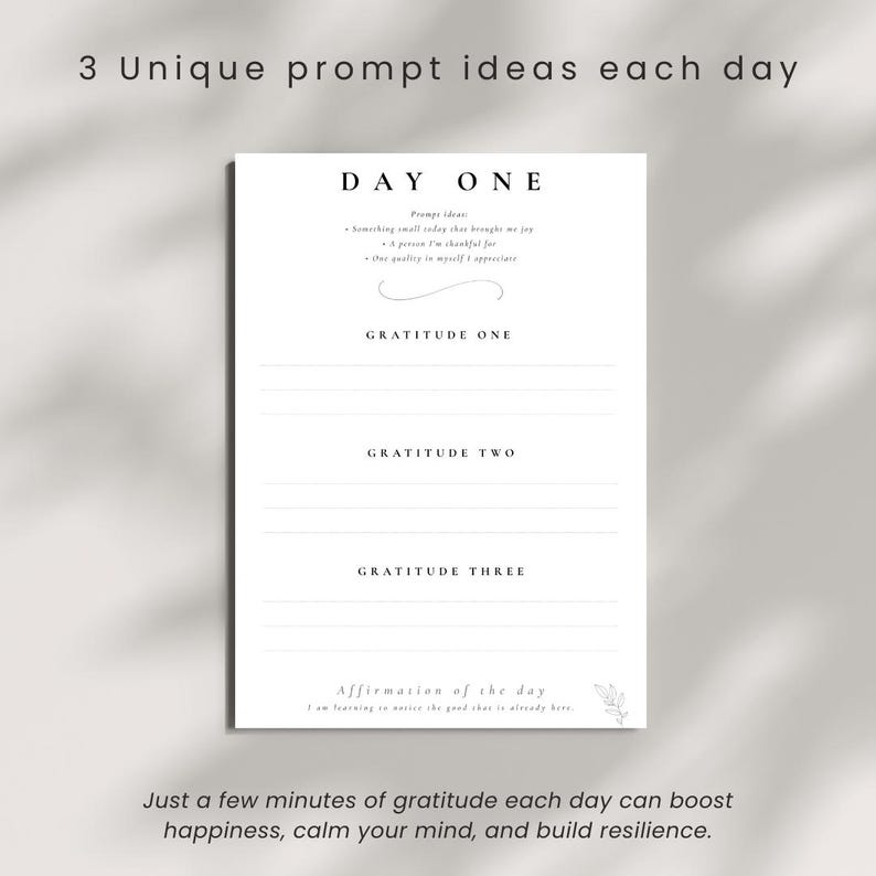 30-day Gratitude Journal: Daily Affirmations, Mindfulness Prompts (PDF ...