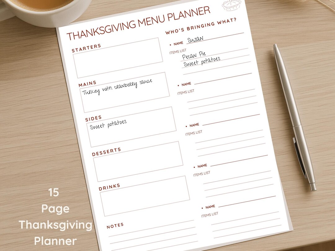 Thanksgiving Planner Bundle Printable | Holiday Meal & Budget, Grocery ...