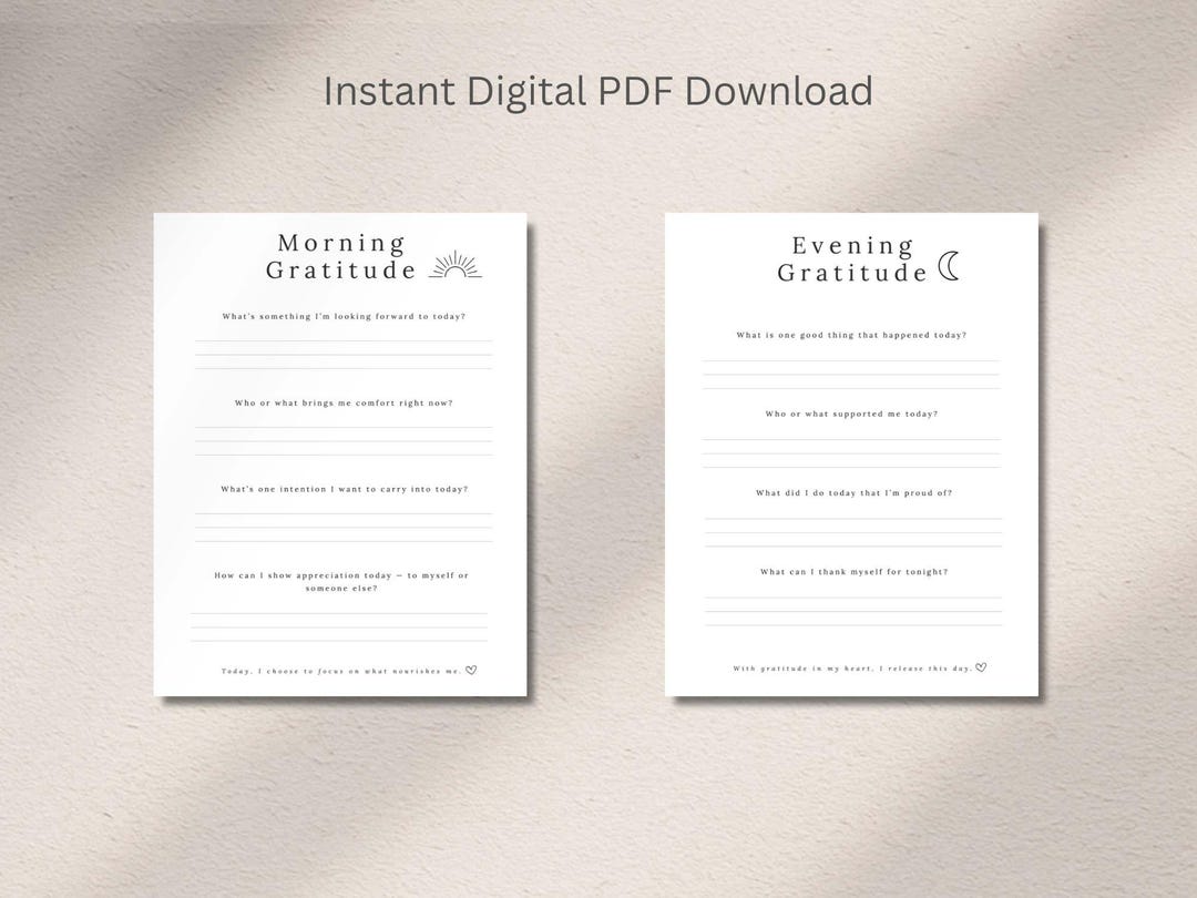 Gratitude Journal Printable: Morning & Evening Prompts (PDF Download ...