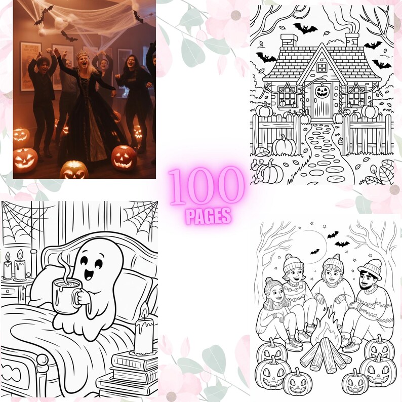100 Spooky Hygge Halloween Coloring Pages: Cozy Autumn Fun (PDF ...