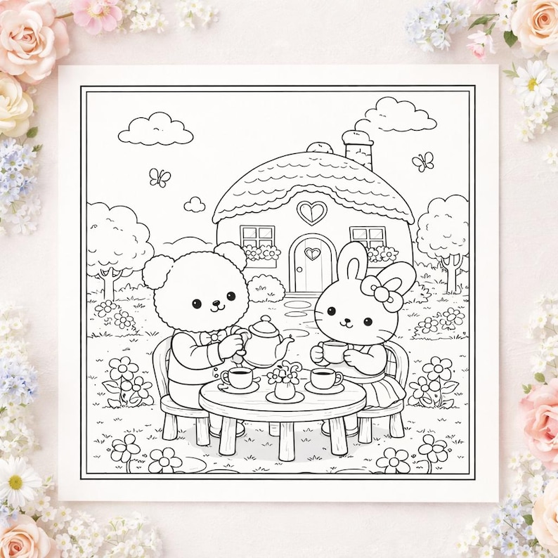 Cozy Love Coloring Book | Kawaii Animals, Romantic Night Scenes ...