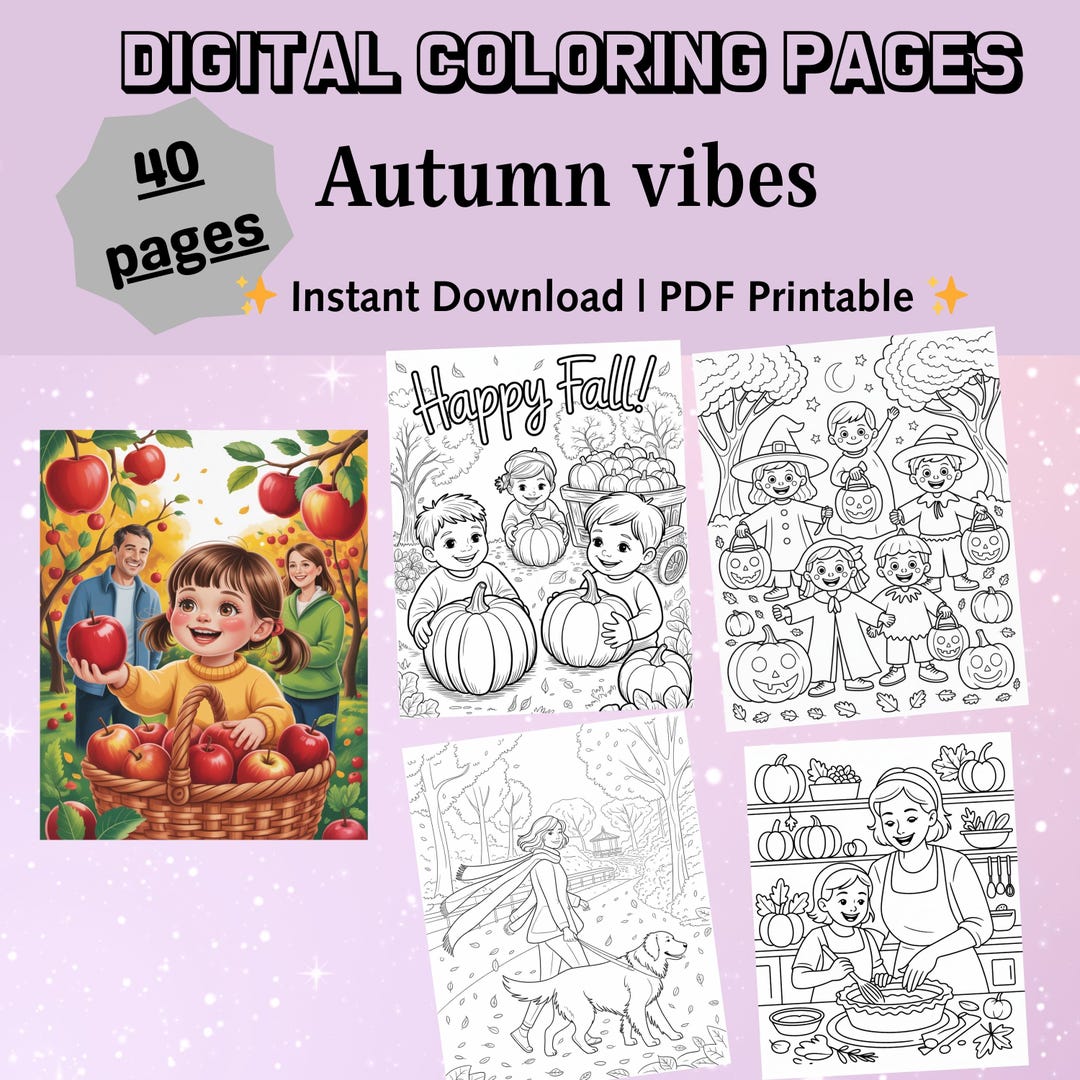 40 Cozy Autumn Coloring Pages | Fall Scenes With Pumpkins, Leaves and ...