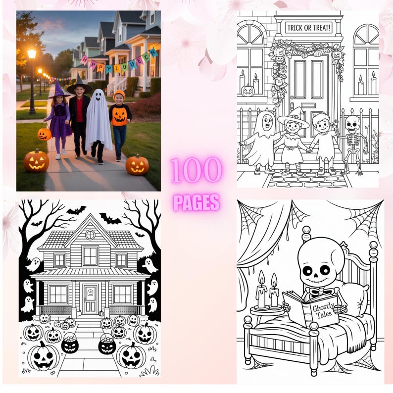 100 Spooky Hygge Halloween Coloring Pages: Cozy Autumn Fun (PDF ...
