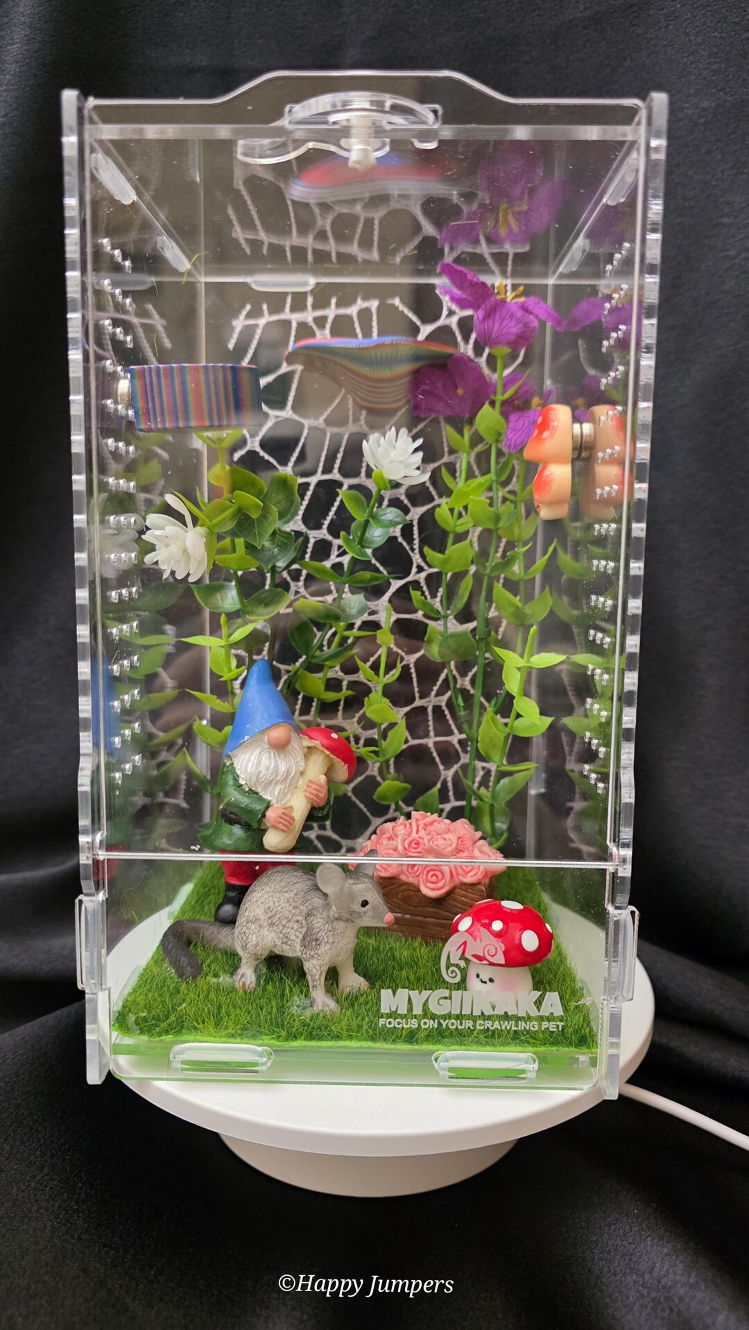 Jumping Spider Enclosure-gnome With Flowers and Rodent - Etsy