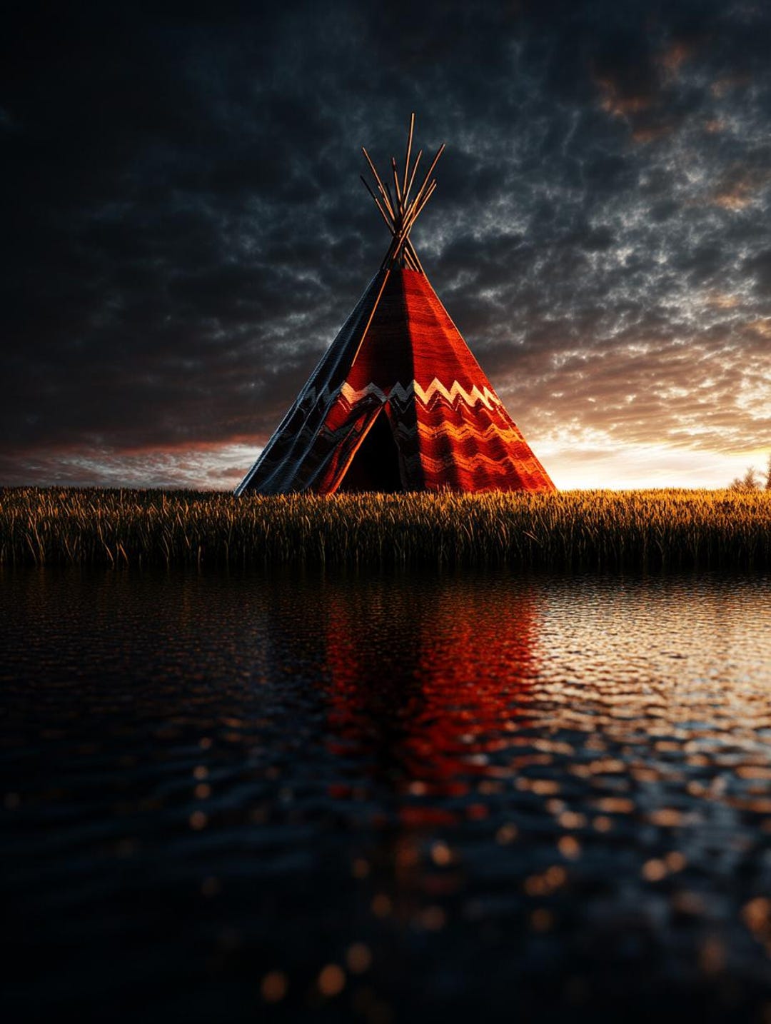 Tipi at Sunset–indigenous Heritage Digital Print | Native American Tipi ...