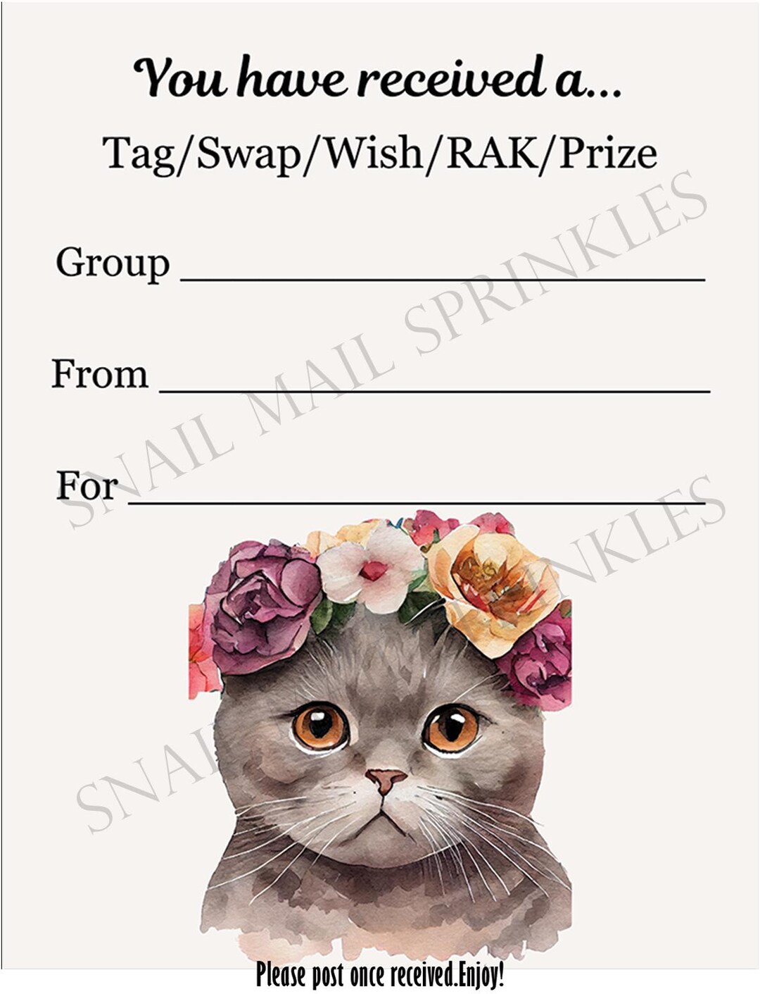 Printable INSTANT DOWNLOAD Tag Insert RAK Wish Group Label - Pen Pal ...