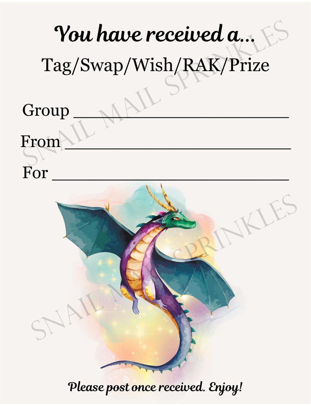 Printable INSTANT DOWNLOAD Tag Insert RAK Wish Group Label - Pen Pal ...