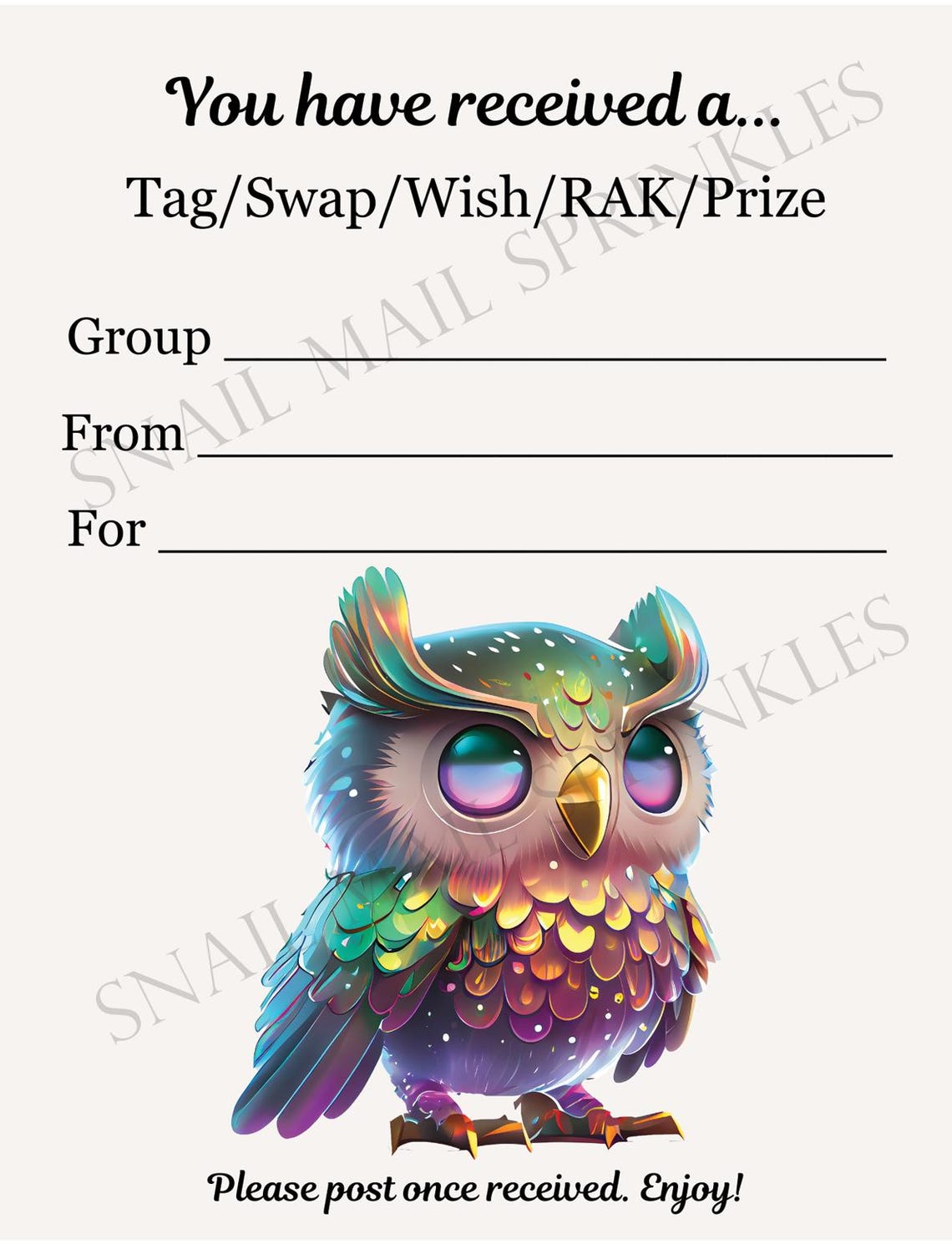Printable INSTANT DOWNLOAD Tag Insert RAK Wish Group Label - Pen Pal ...