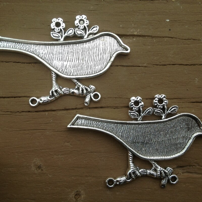 Silvertone Bird Pendant - Etsy