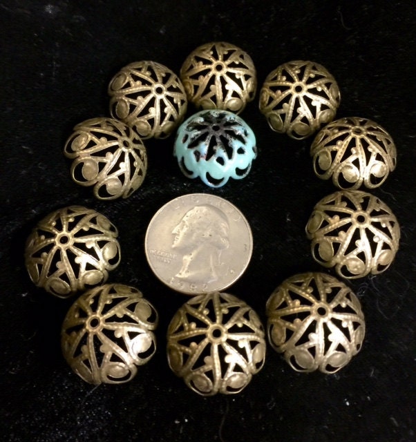 Large Filigree Bead caps BIG TOP 10 pieces for jewelry kiln | Etsy