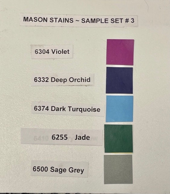 MASON STAINS Sample Set FIVE 'other' Color Samples - Etsy