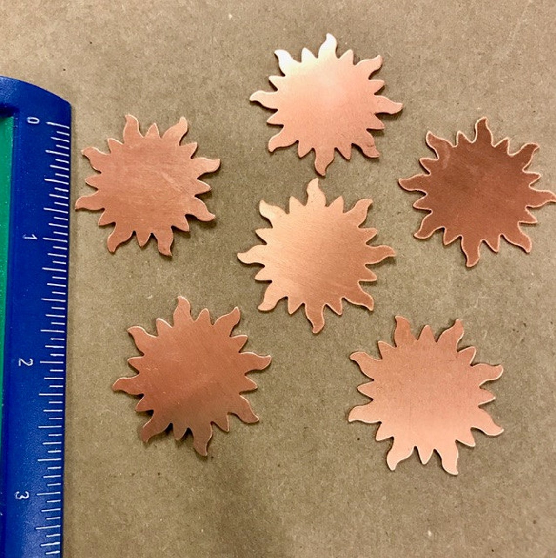SIX Starburst or Sun Shapes Quantity 6 Copper Shapes for - Etsy