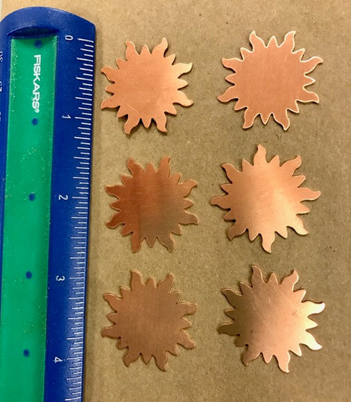 SIX Starburst or Sun Shapes Quantity 6 Copper Shapes for - Etsy