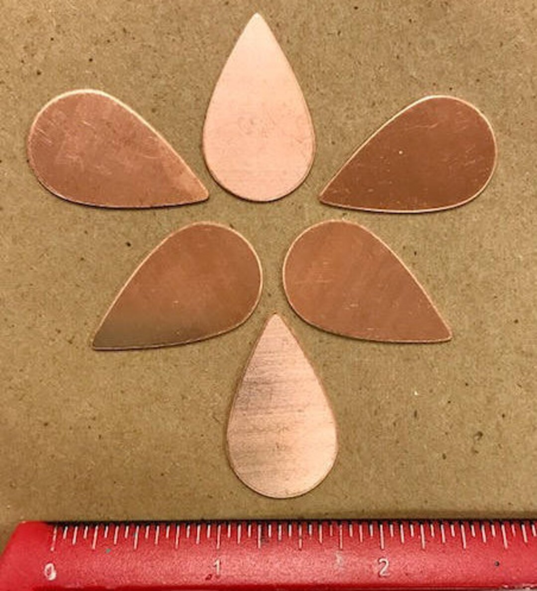 SIX Copper Tear Drops 24 Gauge - Etsy
