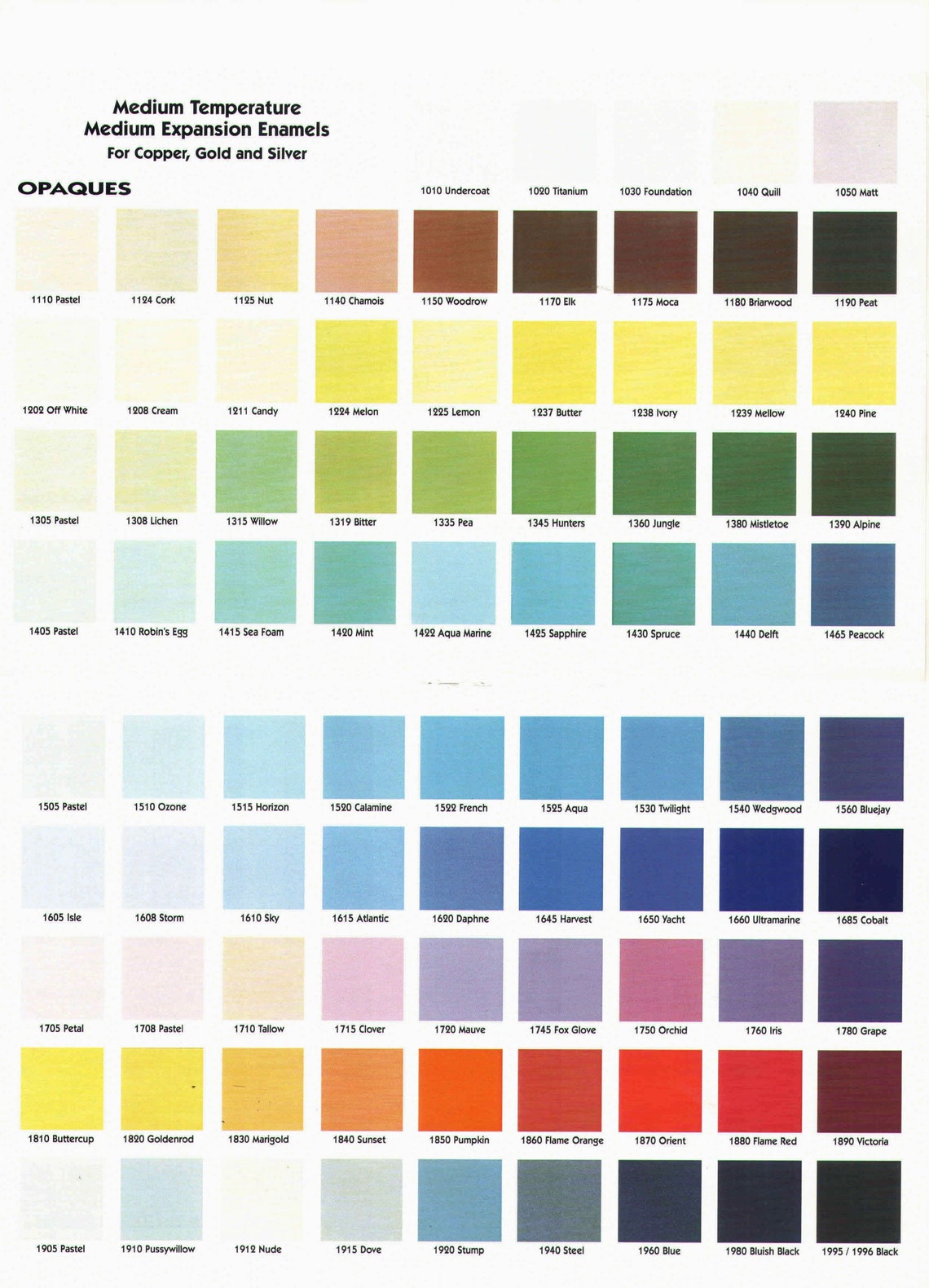 REFERENCE OPAQUE CHART - for Reference Only - Do Not Purchase! - Etsy