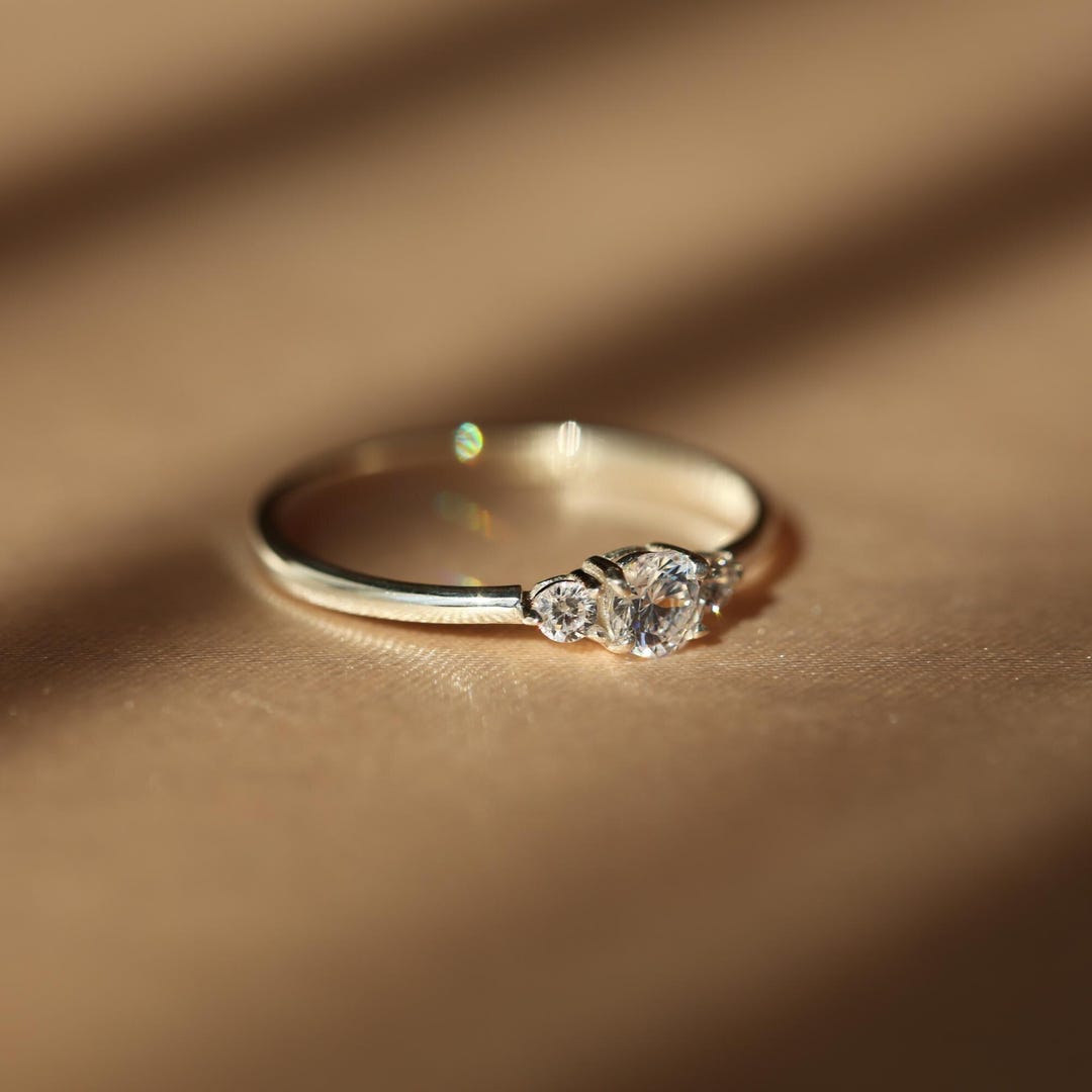 Zirkonia-Ring für Damen, Verlobungsringe aus 14K/18K Gold ...