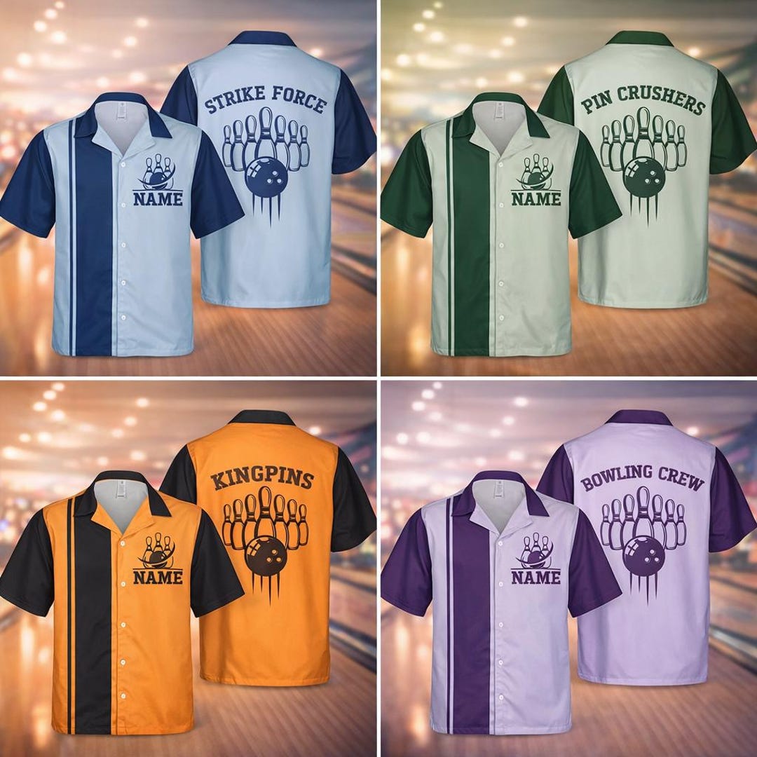 Custom Retro Bowling Shirts for Men Vintage Short Sleeve Button Down ...