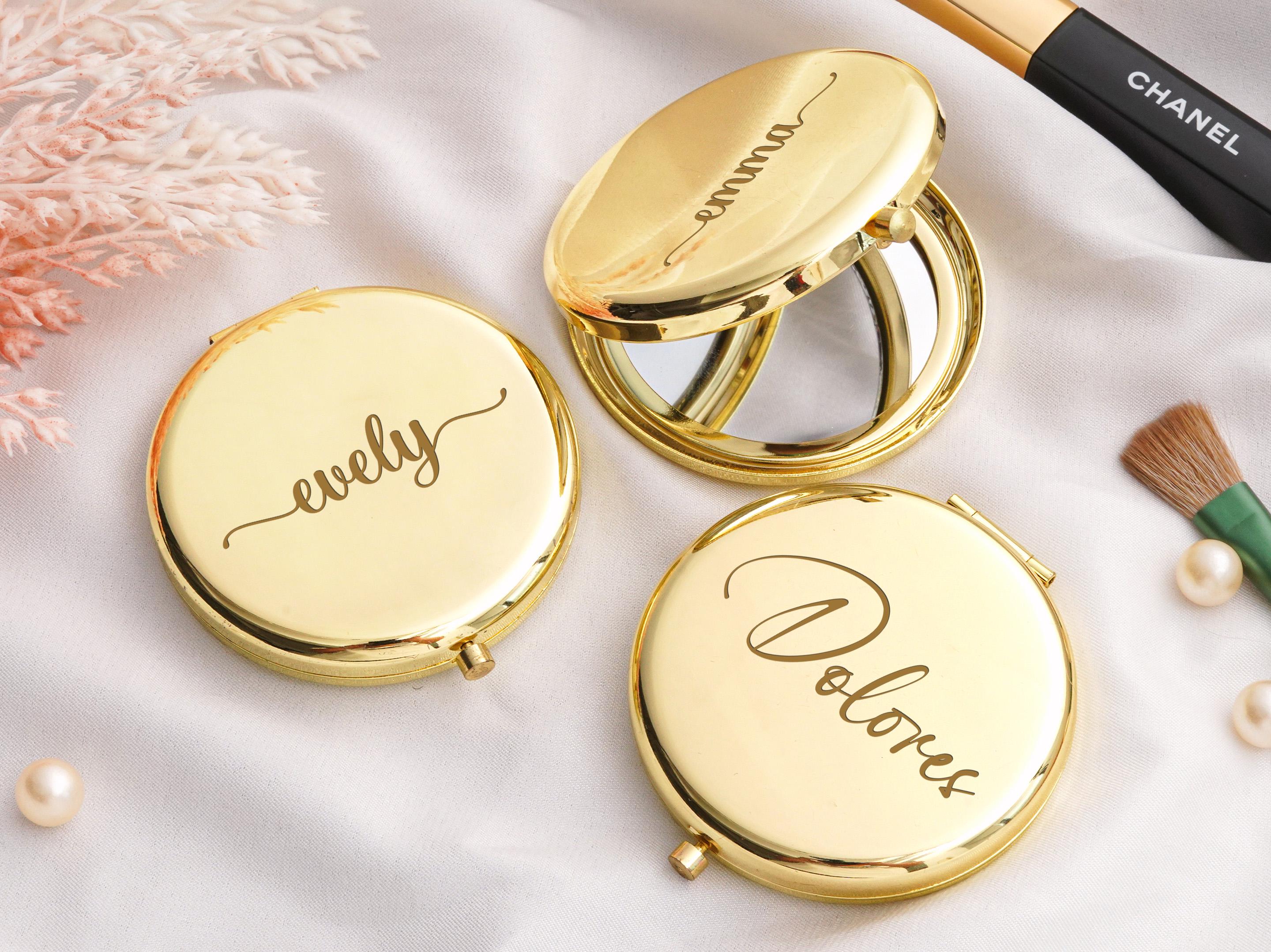 Personalized Compact Mirror, Engraved Pocket Makeup Mirror, Bridesmaids ...