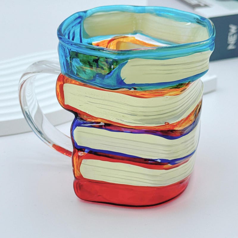 Glass Stacked Books Mug - Etsy