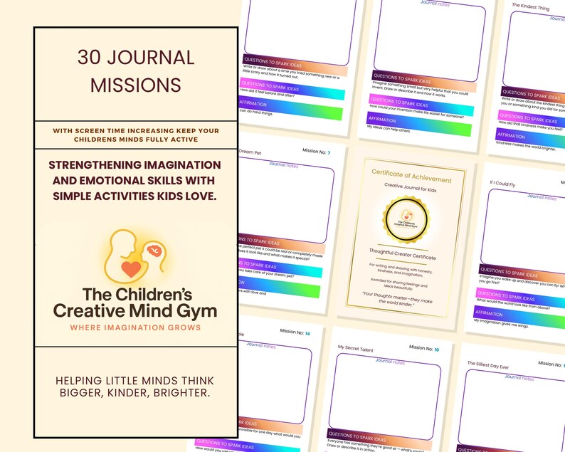 30 Journal Missions for Kids Printable • Daily Reflection Prompts ...