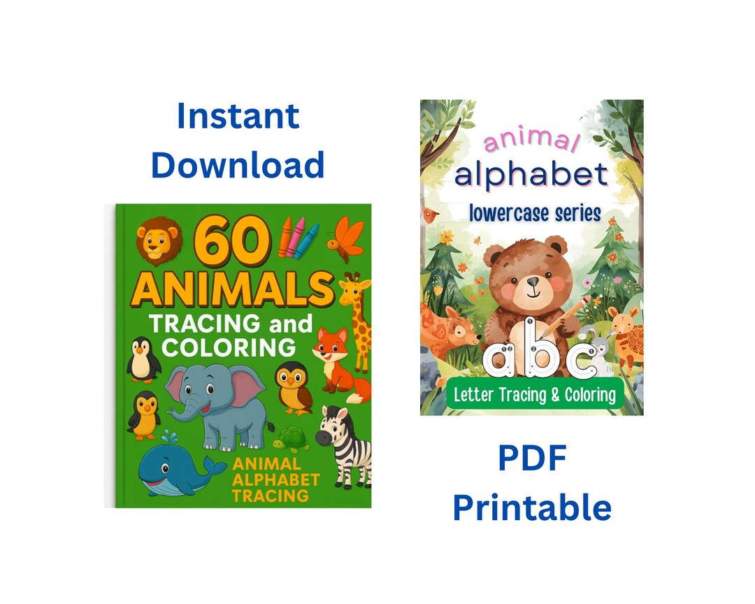 60 Animal Tracing & Coloring + Alphabet Letters | Fun Workbook for Kids ...