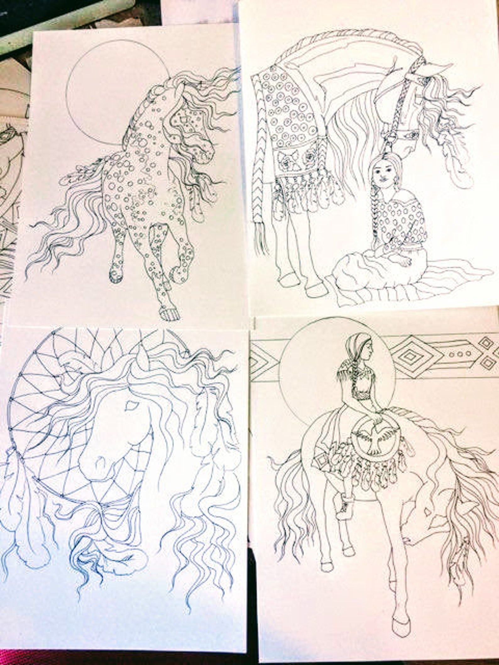 War Pony Coloring Book Horses Native American Art Western - Etsy