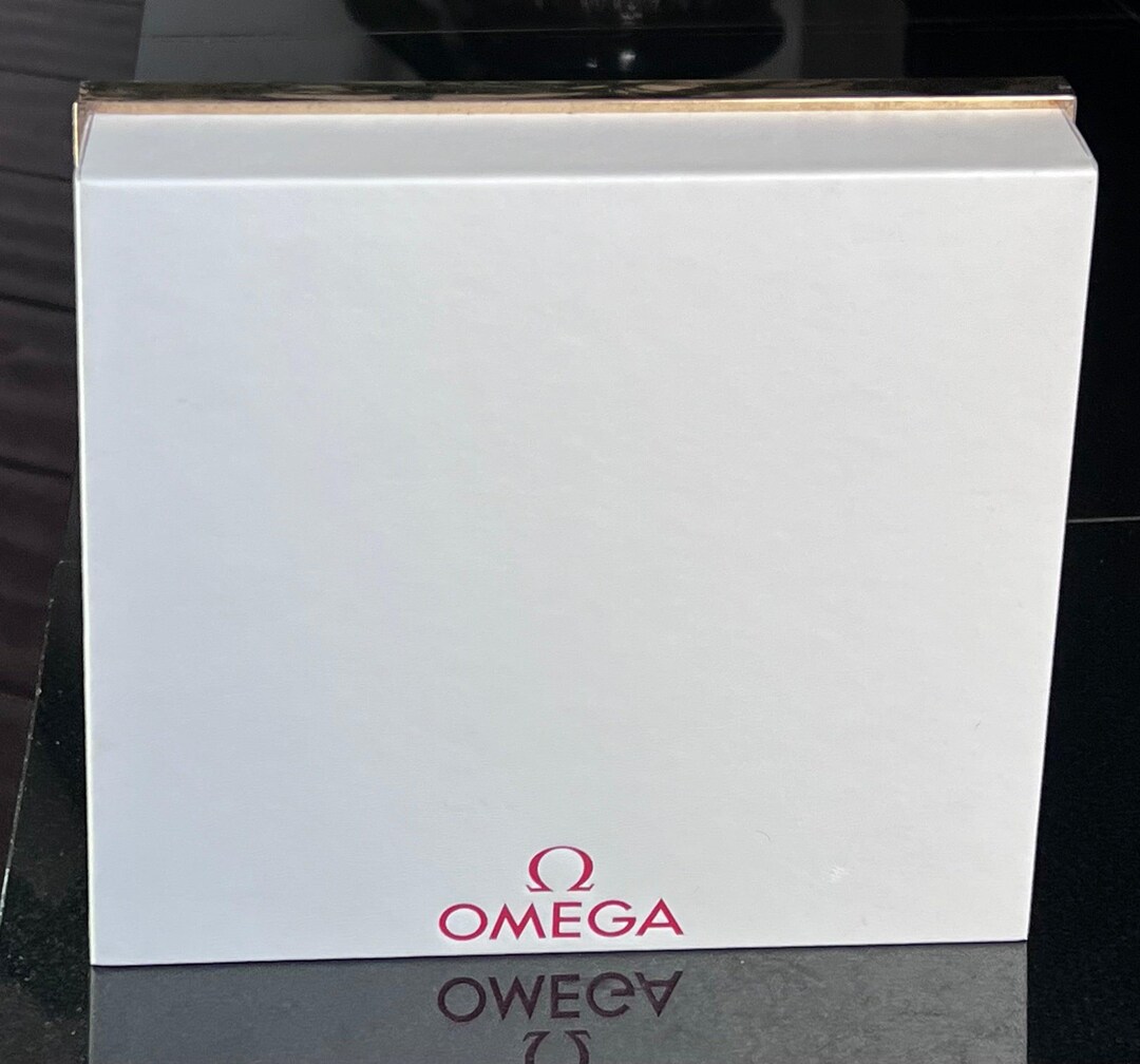 Omega Retail Display-gold Base-white Leather-embossed Iconic Red Omega ...