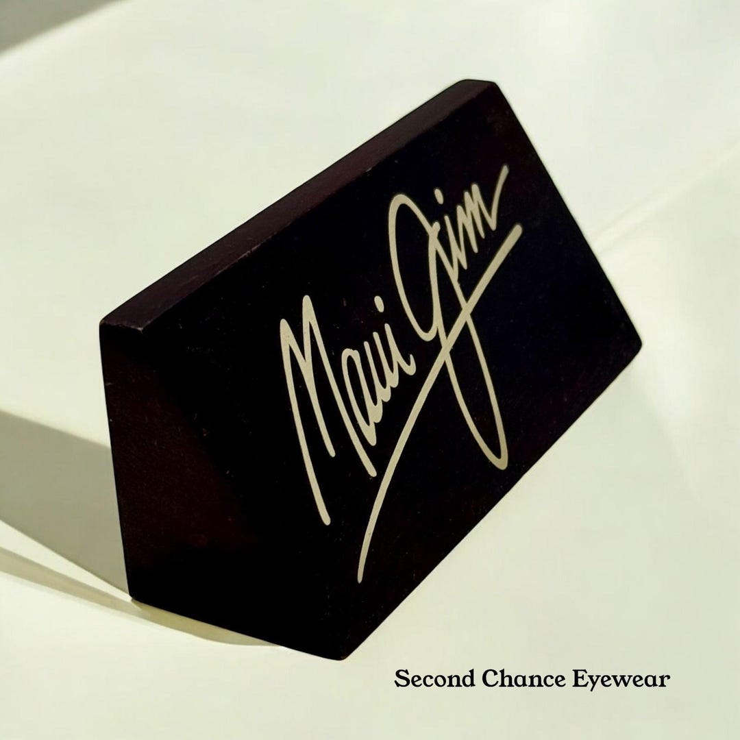 Pre-owned Maui Jim Retail Display Sign - Lacquered Wood With Gold Logo ...