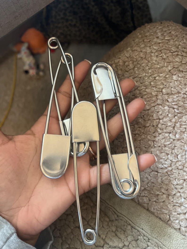5 Heavy Duty Jumbo Stainless Steel Safety Pins, Extra Large 5 Inch, 12 ...