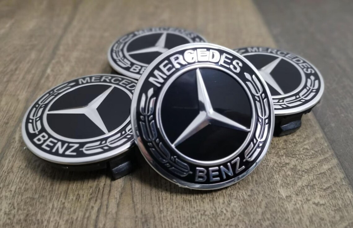 Set of 4 Mercedes-benz Wheel Center Caps 75mm – Black Alloy Hub Caps ...