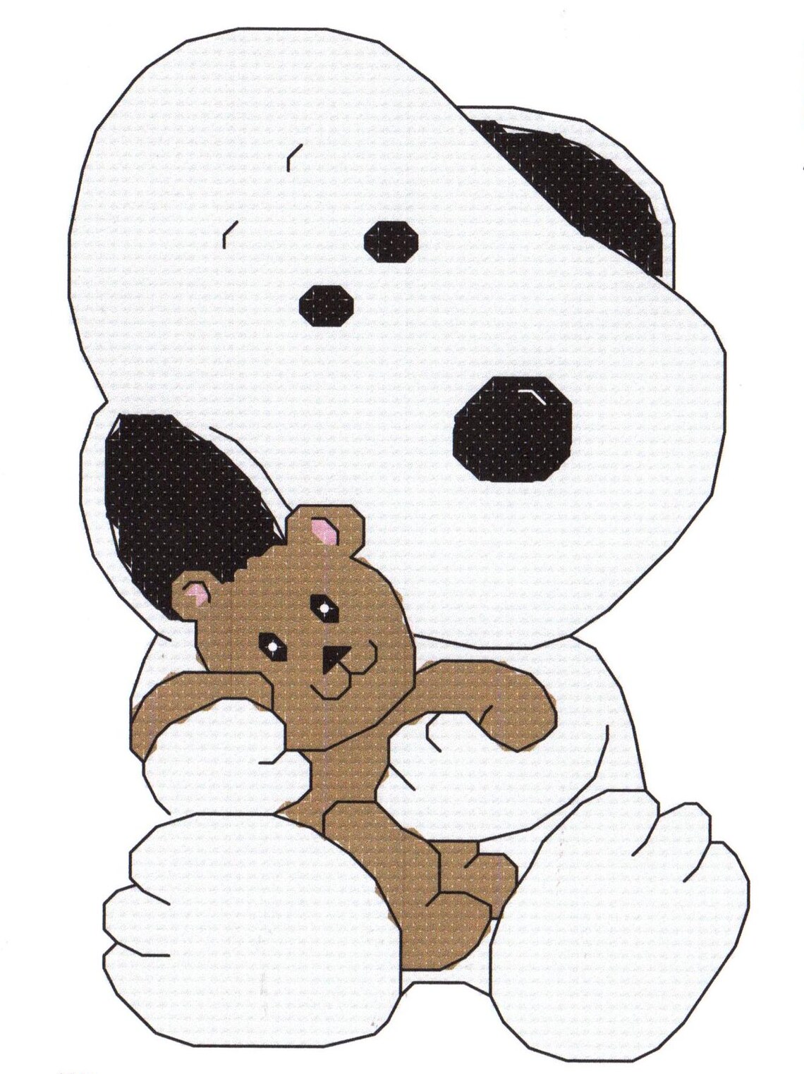 Baby Snoopy Hugging a Teddy Bear Cross Stitch Pattern Instant Download ...