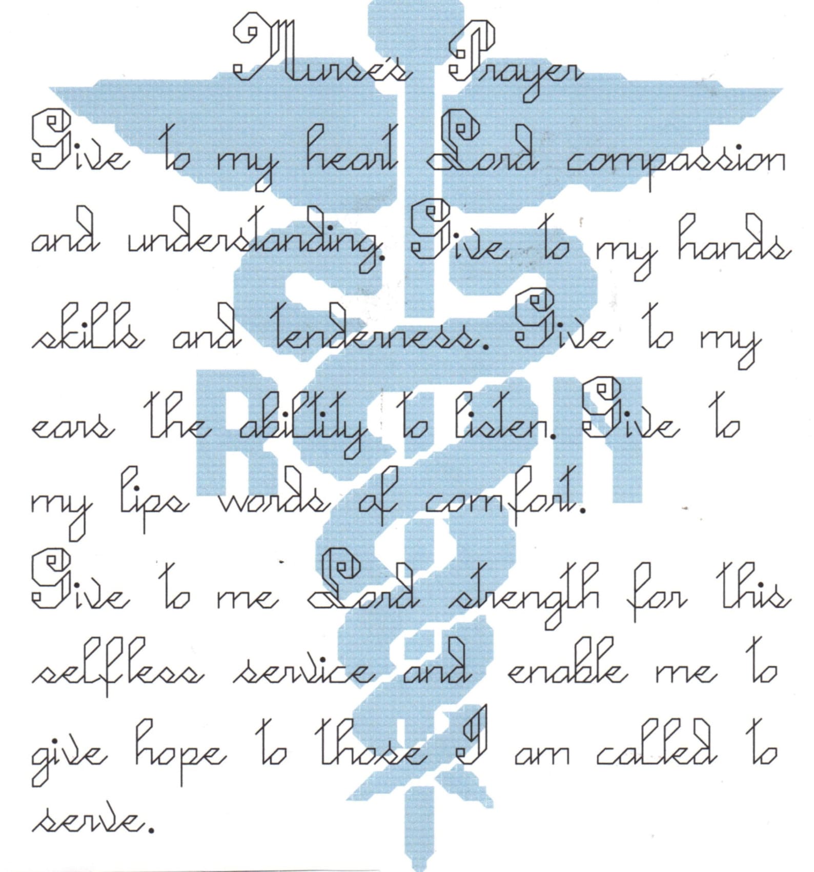 Registered Nurse's Prayer Counted Cross Stitch Pattern Nurse Instant ...