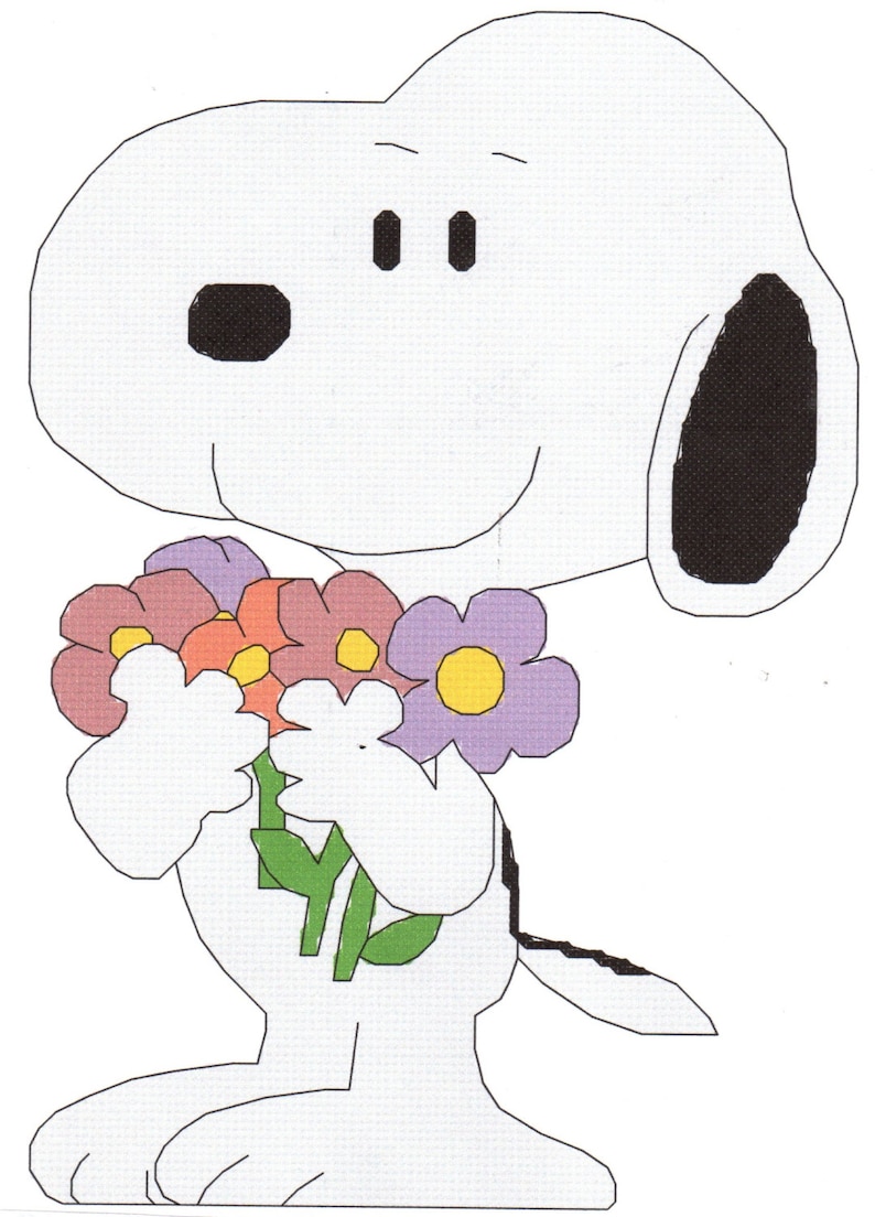 Snoppy Holding Flowers Cross Stitch Pattern - Etsy