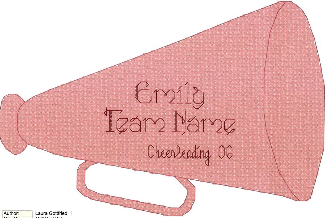Cheerleading Megaphone Counted Cross Stitch Pattern Instant Digital ...