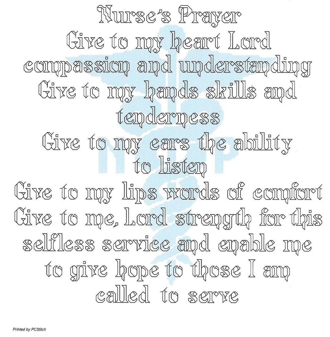 Nurse Practitioner Prayer Counted Cross Stitch Pattern Nurse Instant ...