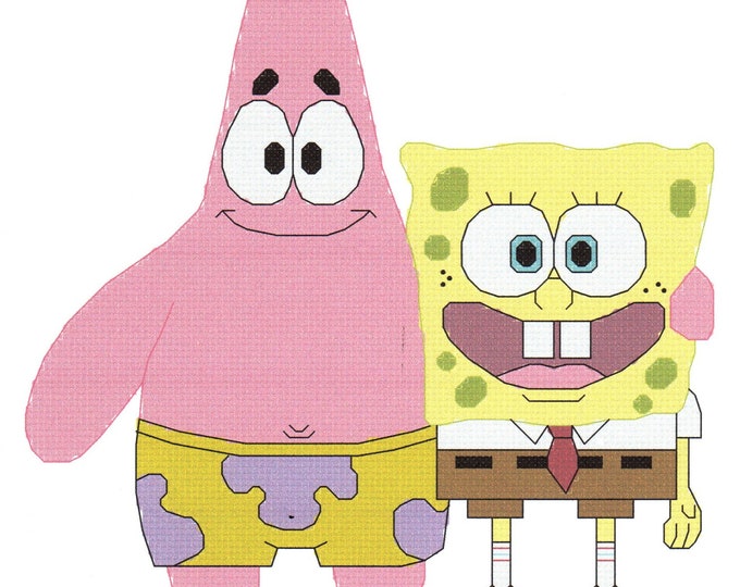 Spongebob Squarepants & Patrick Star Counted Cross Stitch Pattern ...