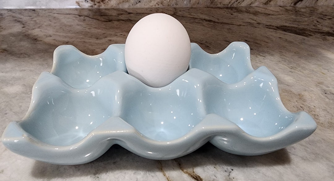 Ceramic Egg Crate for 6 Eggs White or Blue - Etsy