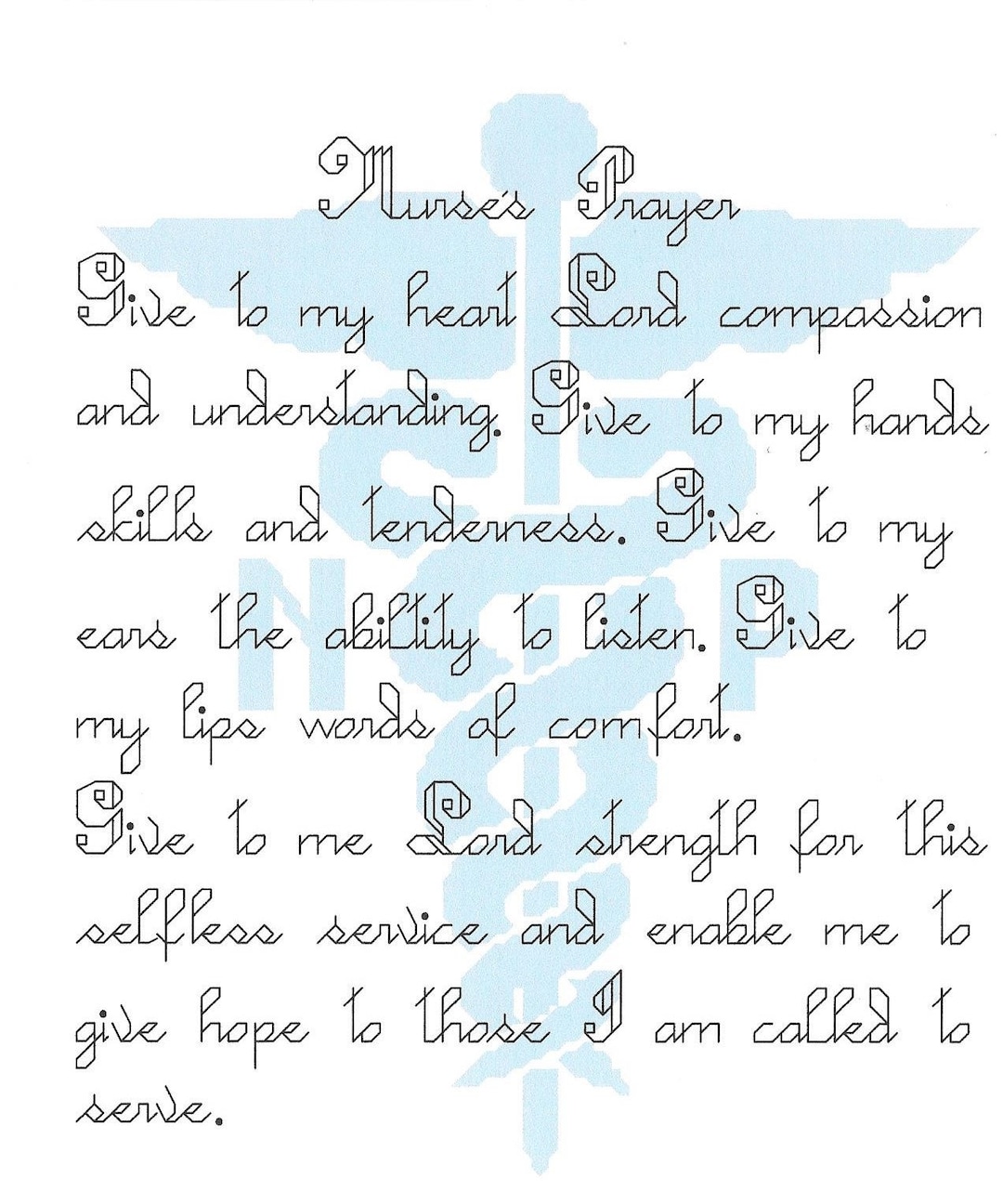 Nurse Practitioner Prayer Counted Cross Stitch Pattern Nurse Instant ...