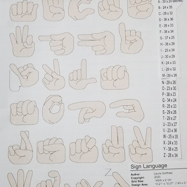 Sign Language Alphabet Cross Stitch - Etsy