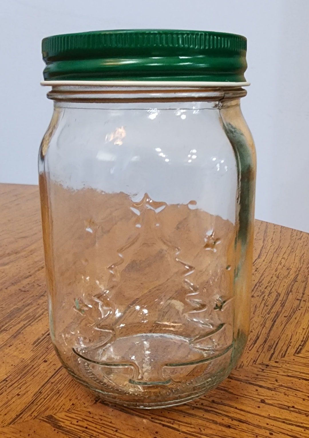 Pint Glass Mason Jar With Embossed Christmas Pine Tree Design 16oz ...