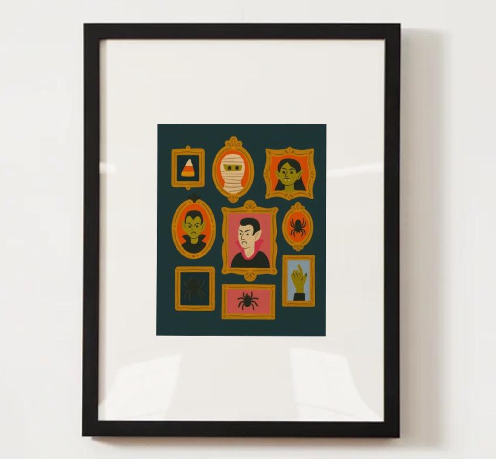 Halloween Printable Art: Spooky Characters Wall Art (digital Download ...