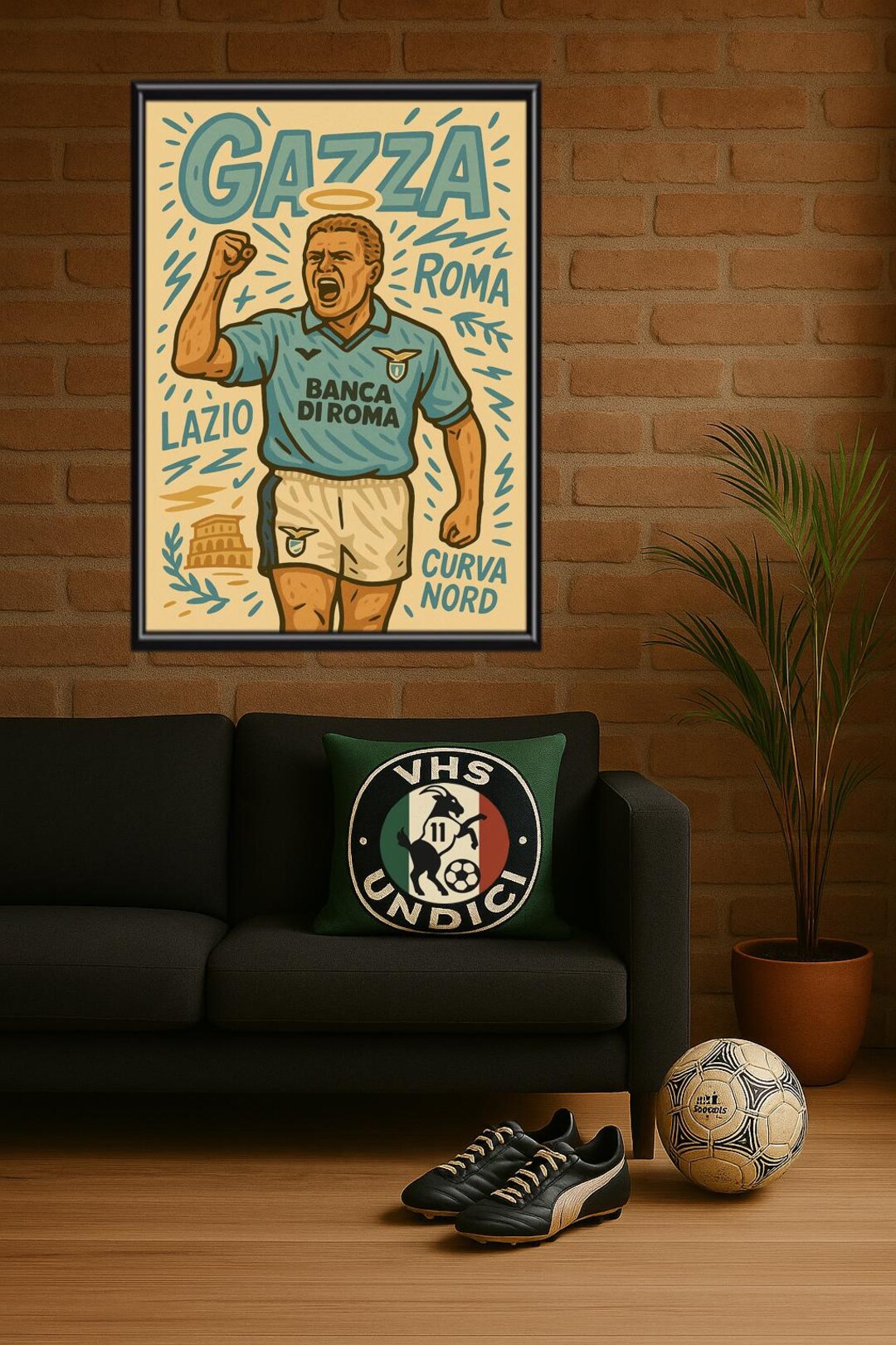 Paul Gascoigne "gazza" Lazio Football Poster – Retro Italian Serie A ...