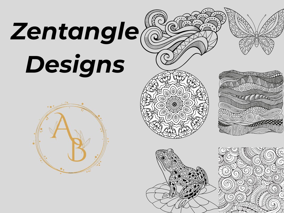 Zentangle Coloring Pages | Mindful Abstract Art Printable | Black and ...