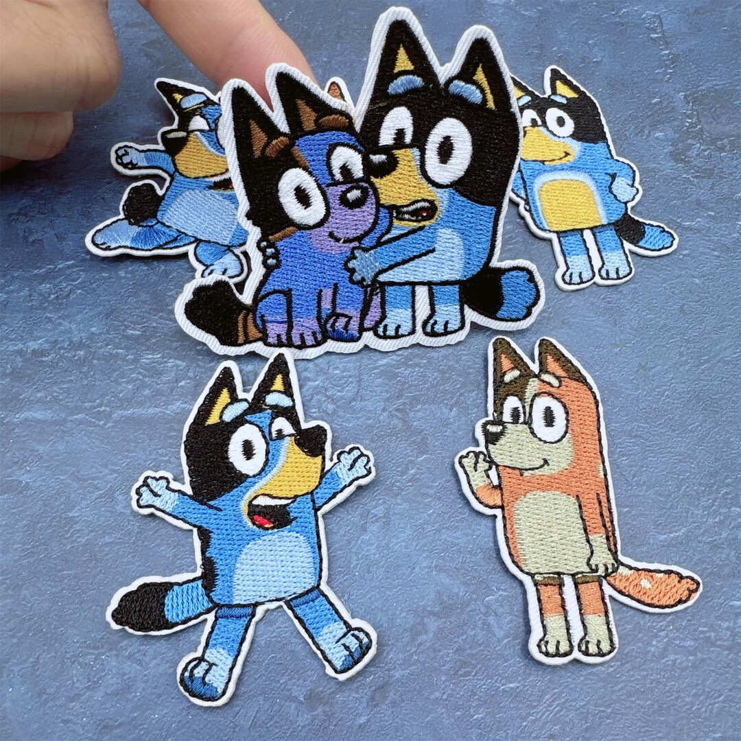 Bluey and Bingo Australian Shepherd Inspired Patches, Iron-on Fabric ...