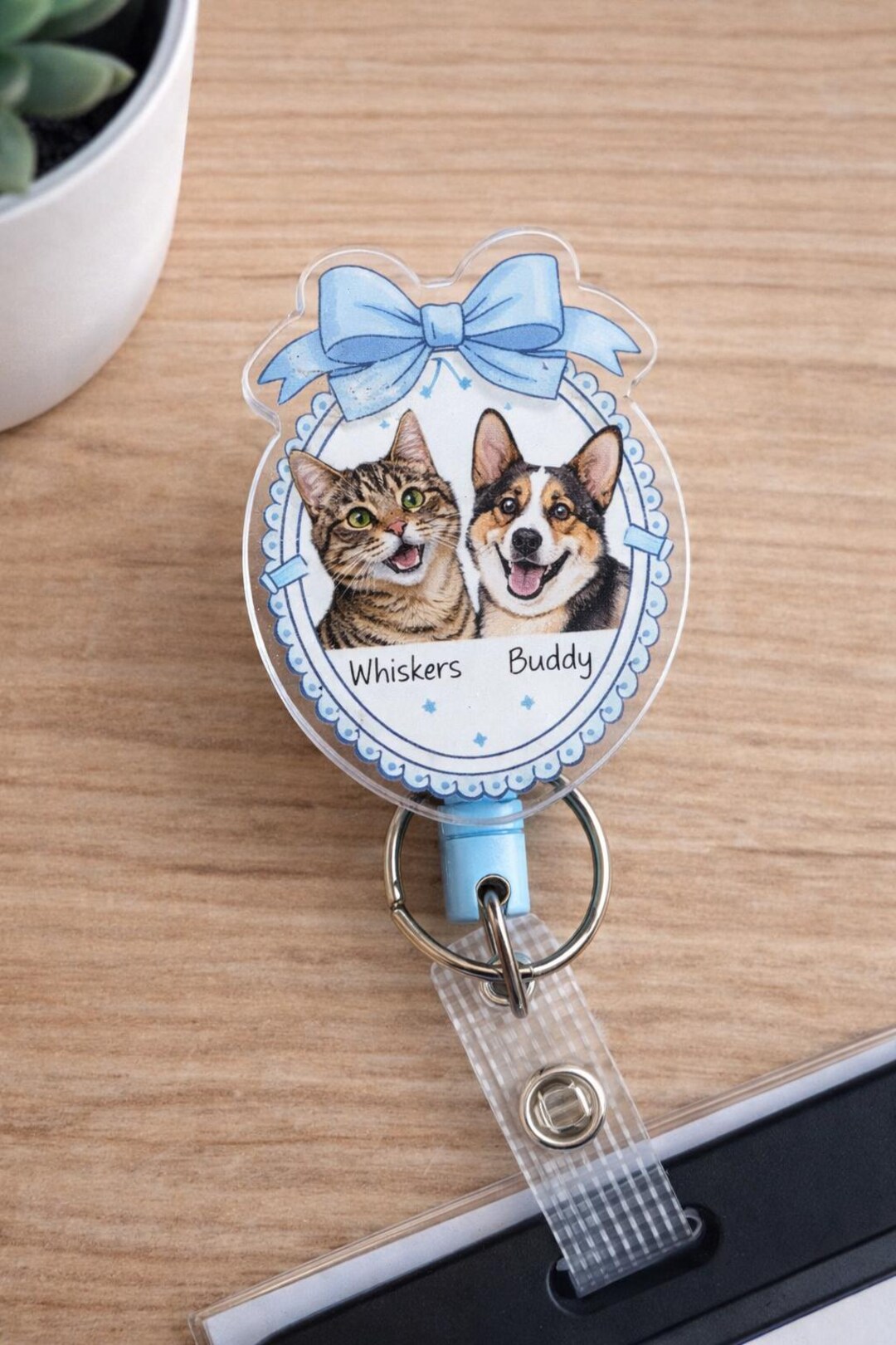 Custom Dog Badge Reel, Personalized Pet Portrait Photo Badge Reel ...