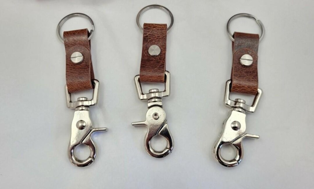 Veg Tan Leather Keychain, Padded Key Fob With Iron Ring - Etsy