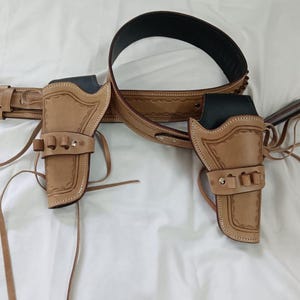 Revolver Holster Belt Western Cowboy Leather Made Custom Handmade Fit ...