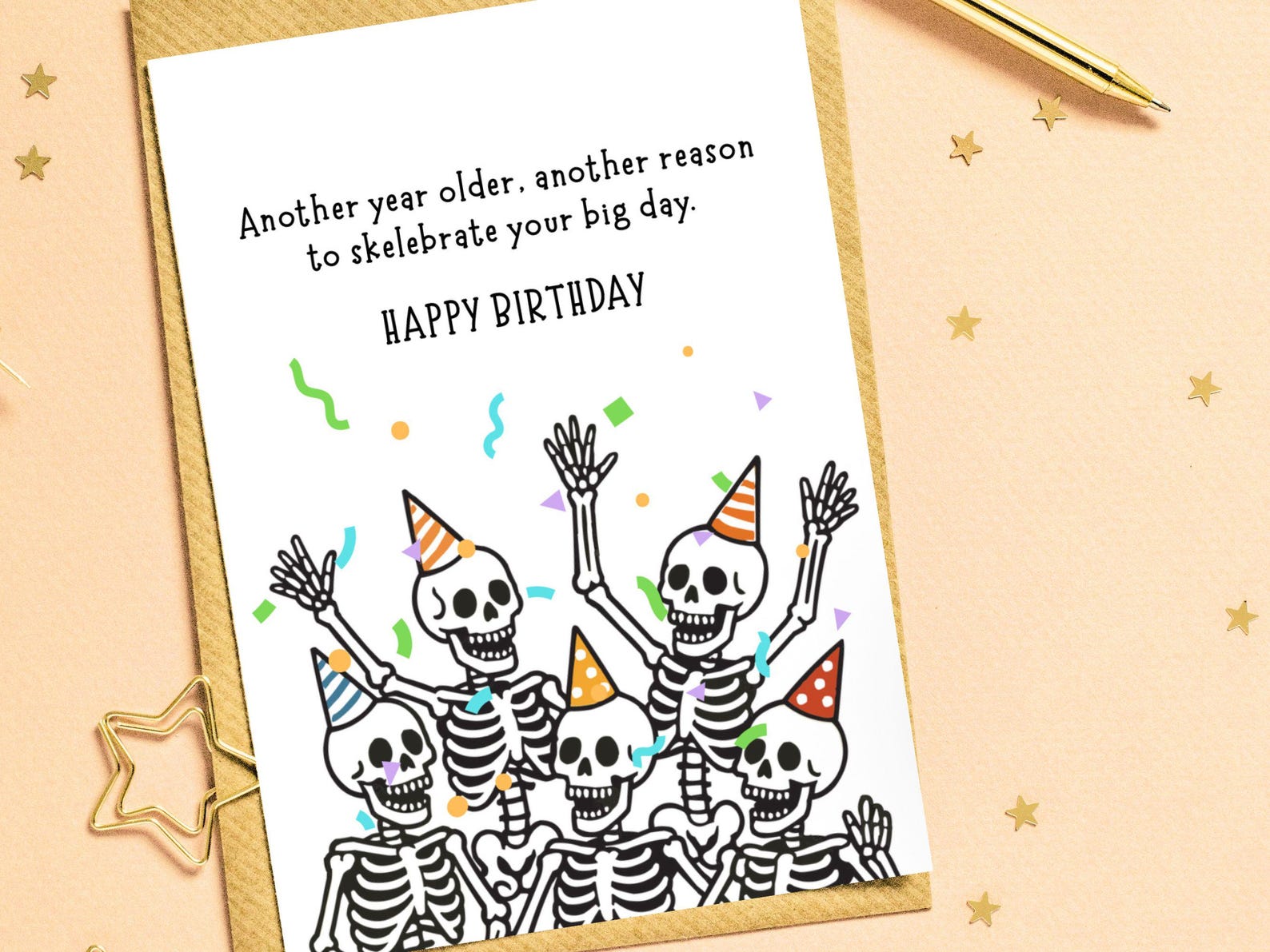 Skeleton Party Birthday Card: Printable 5x7 PDF (digital Download) - Etsy