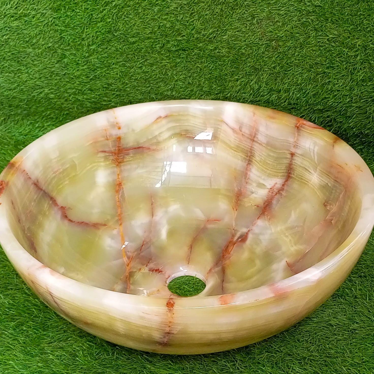 Handmade Round Marble Sink | Natural Stone Vessel Basin | Bathroom ...