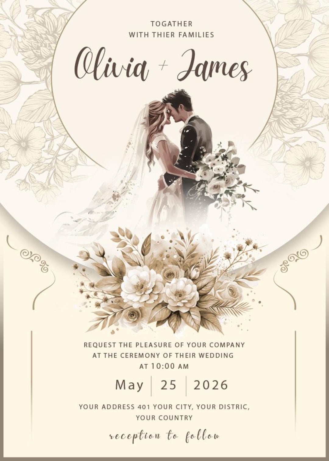 Unique Elegant Wedding Invitation. Personalization Option Available. - Etsy